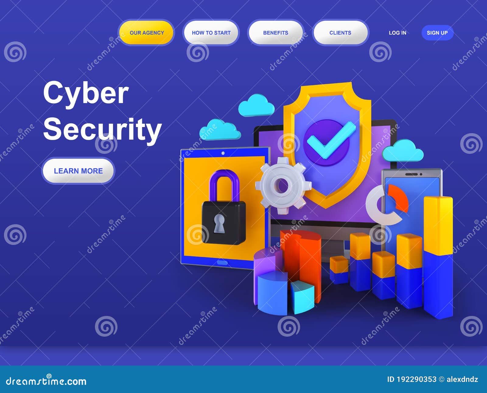 Cyber Security 3d Render Illustration. Stock Illustration ...