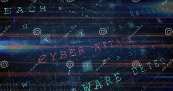 Cyber Security Data Processing Against Spots Of Light On Blue Background Stock Image Image Of