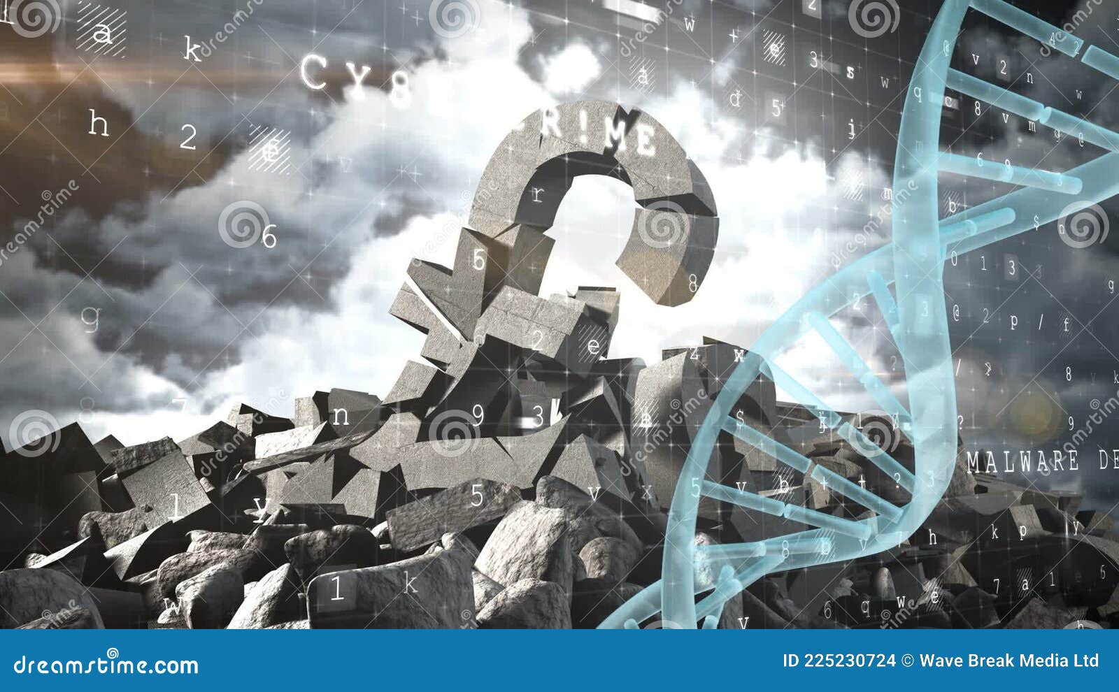 No People Cyber Security Data Processing Dna Structure Spinning Broken ...