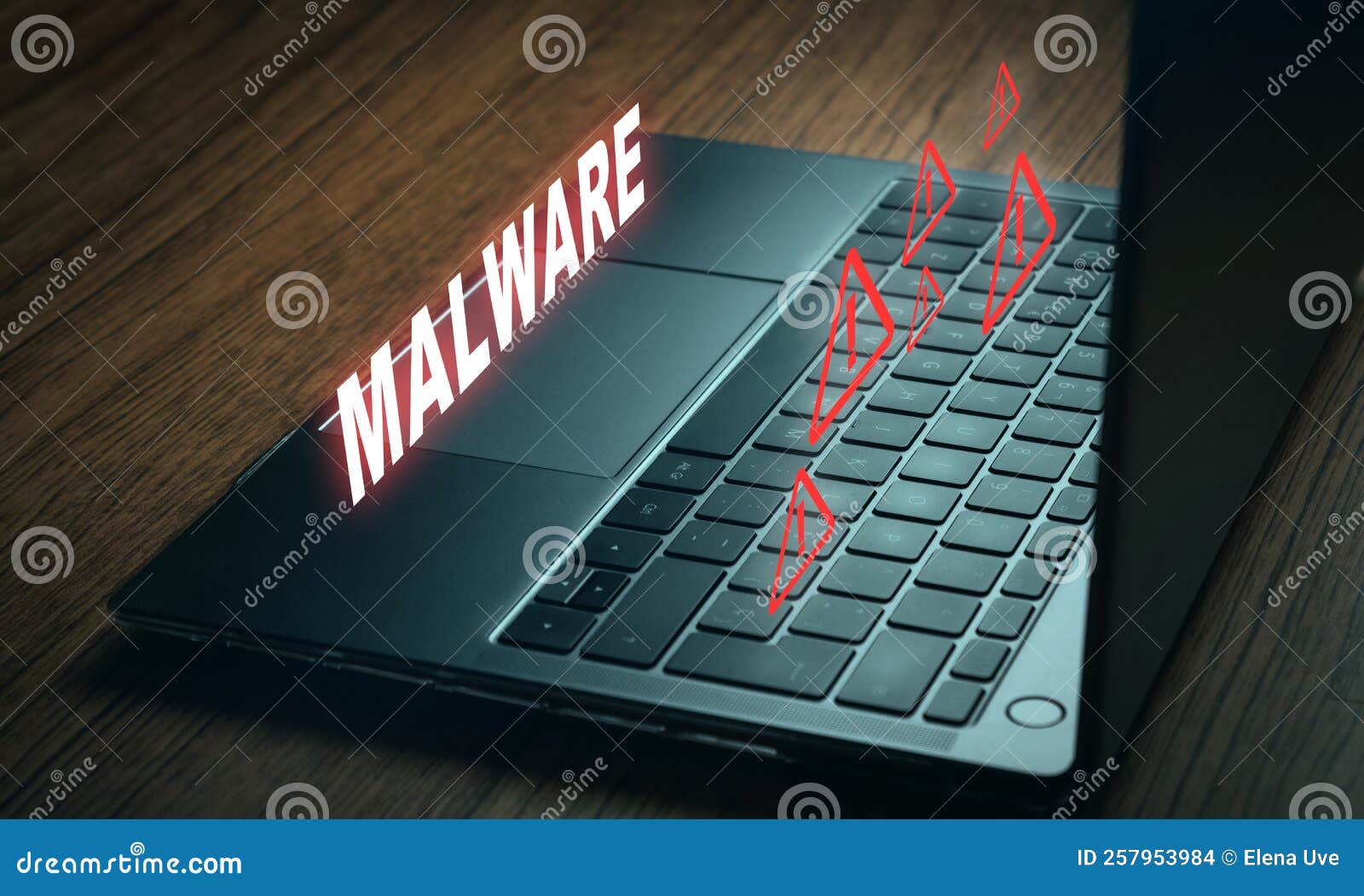 VR Warning Malware Screen on Laptop. Stock Photo - Image of number ...