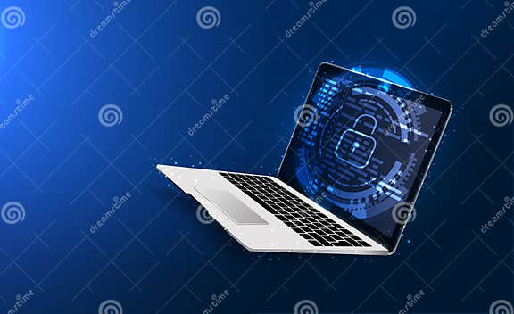 Cyber Security, Data Protection, Cyberattacks Concept on Blue Background. Database Security ...