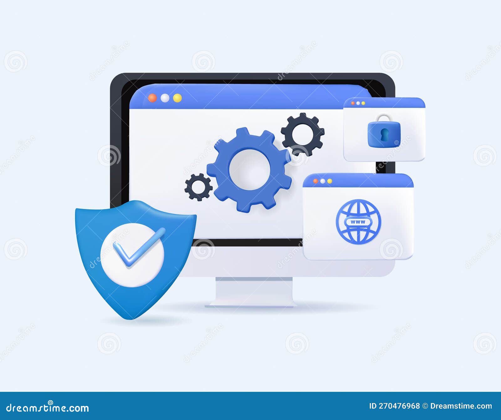 Cyber Security Data Protection 3D Render Concept Vector Illustration ...