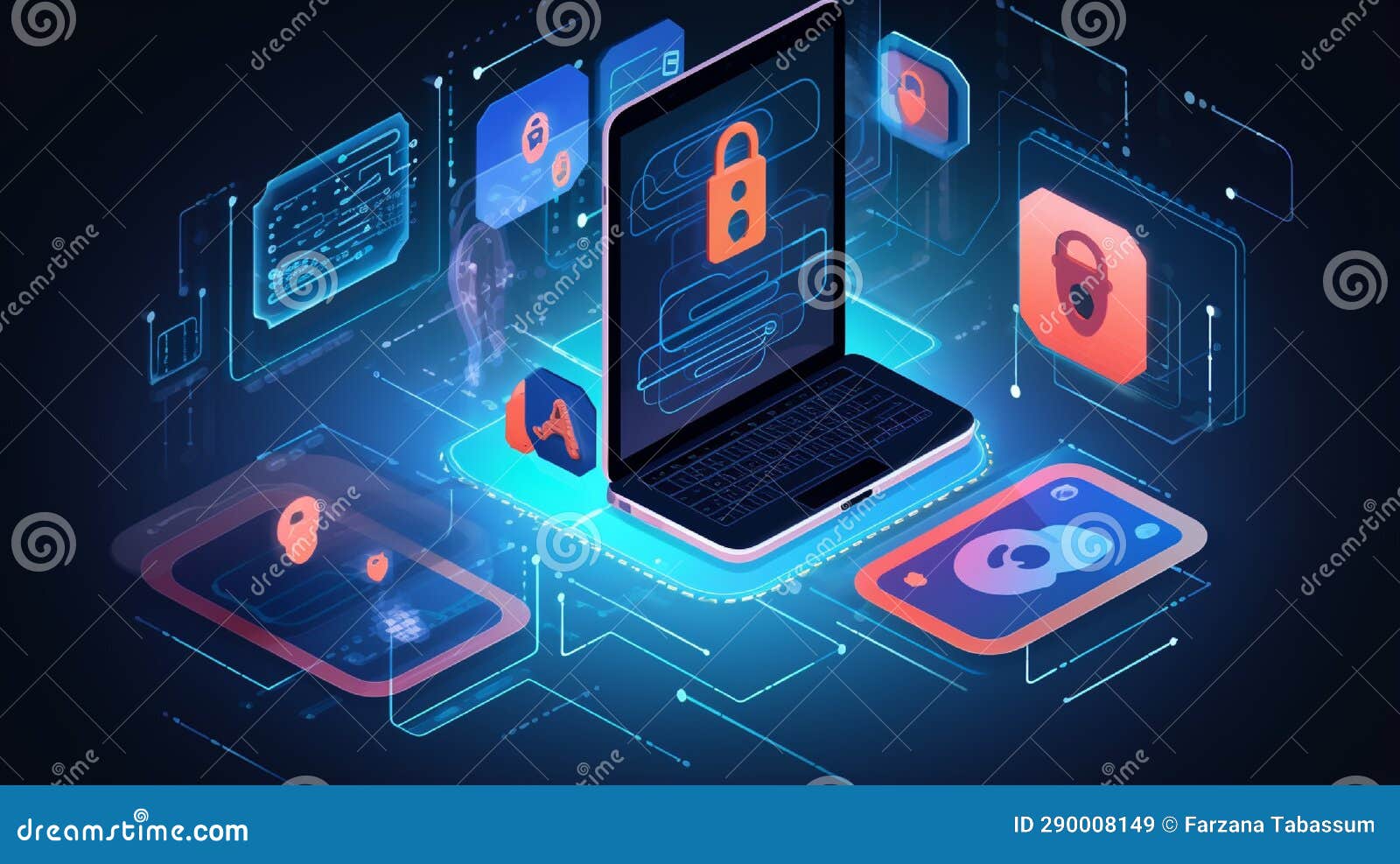 CYBER SECURITY DATA PROTECTION NETWORK GRAPHICS DISPLAY Stock Illustration - Illustration of ...