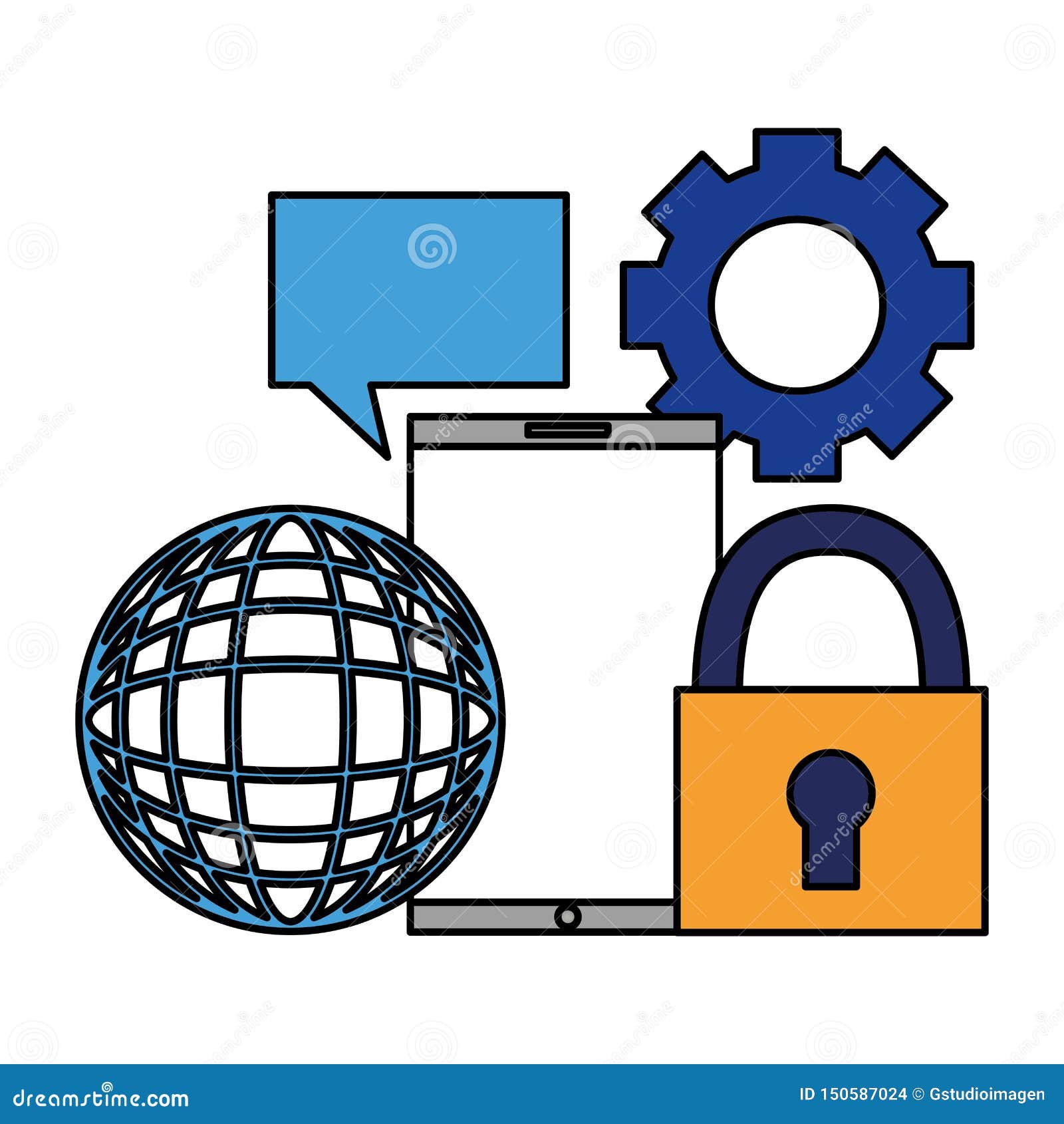 Cyber security data stock illustration. Illustration of device - 150587024
