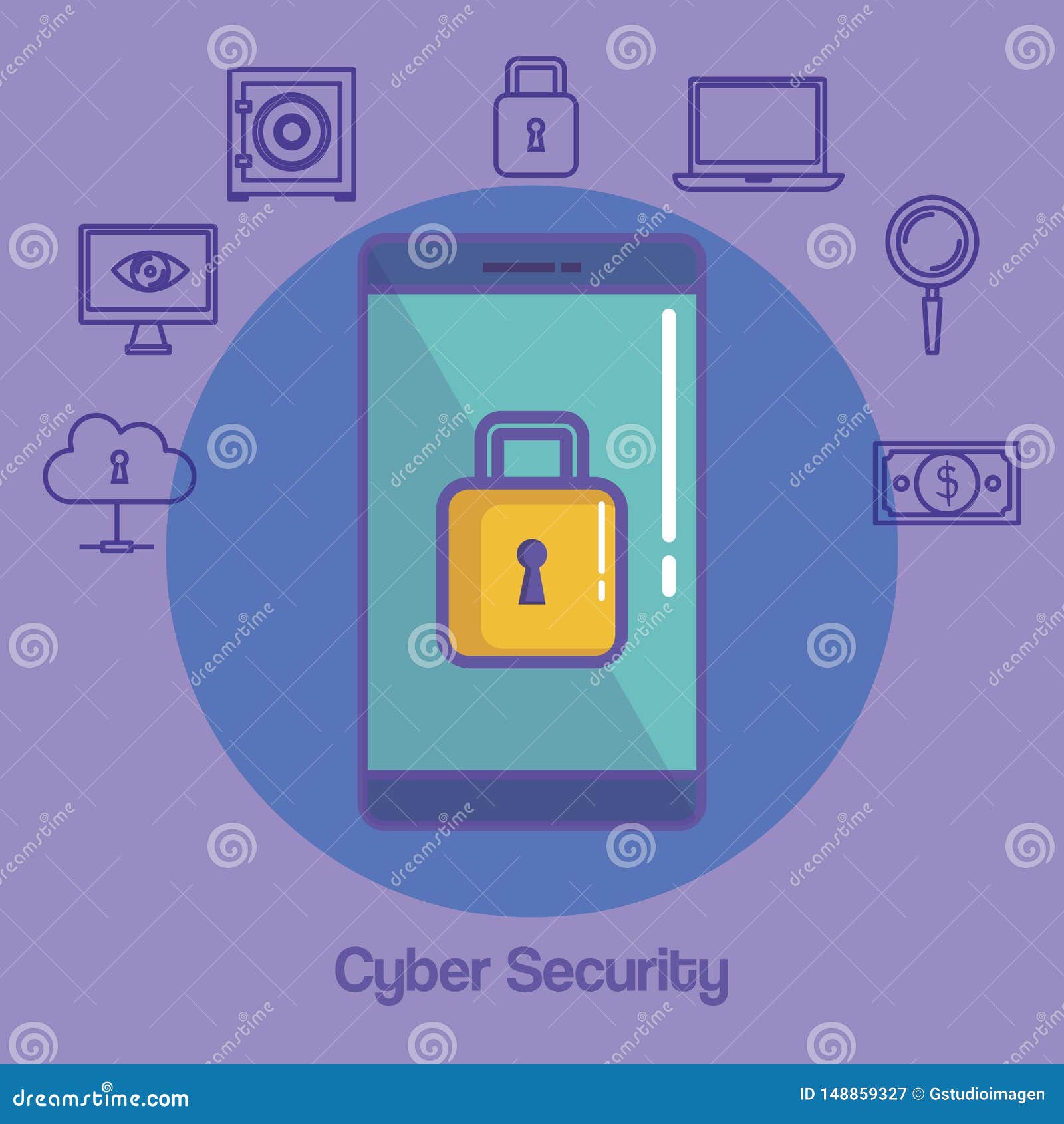 Cyber security design stock illustration. Illustration of concept - 148859327