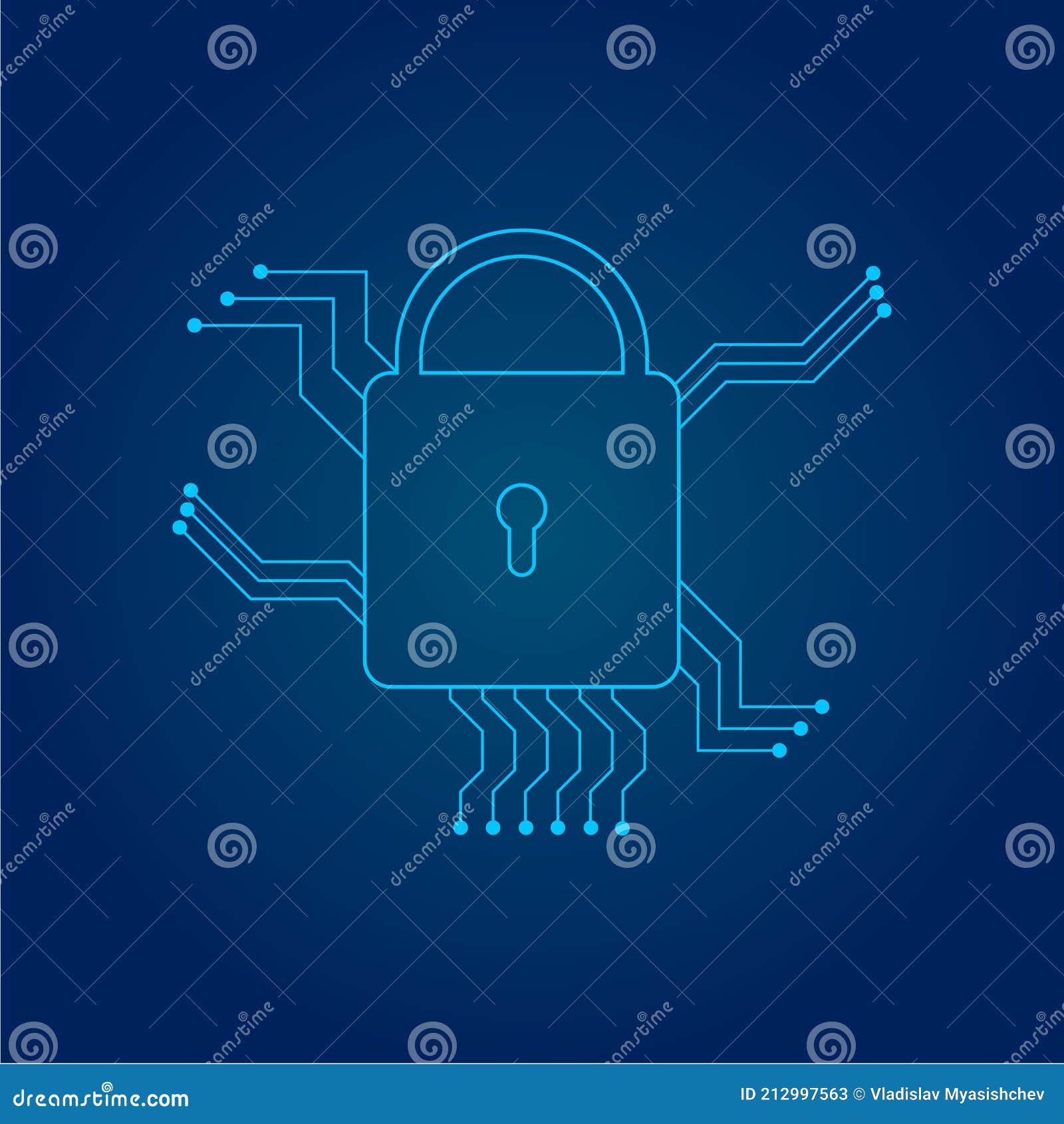 Cyber Security Designon Blue Background Stock Vector - Illustration of ...
