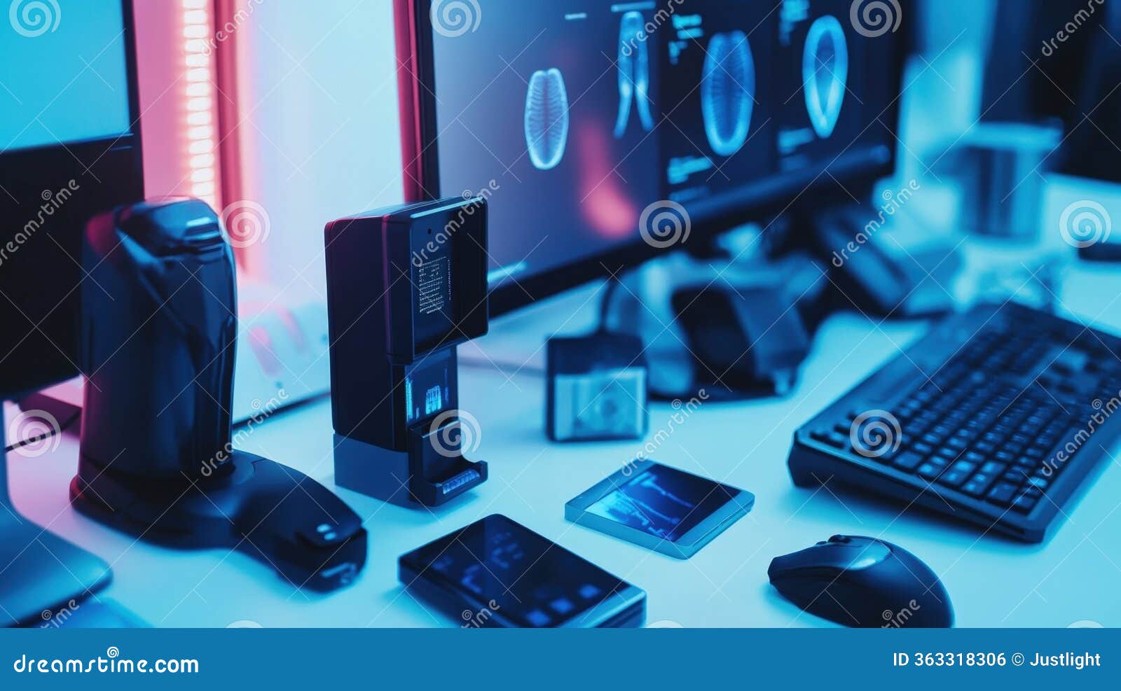Cyber Security Desk Displaying Futuristic Equipment Protecting ...