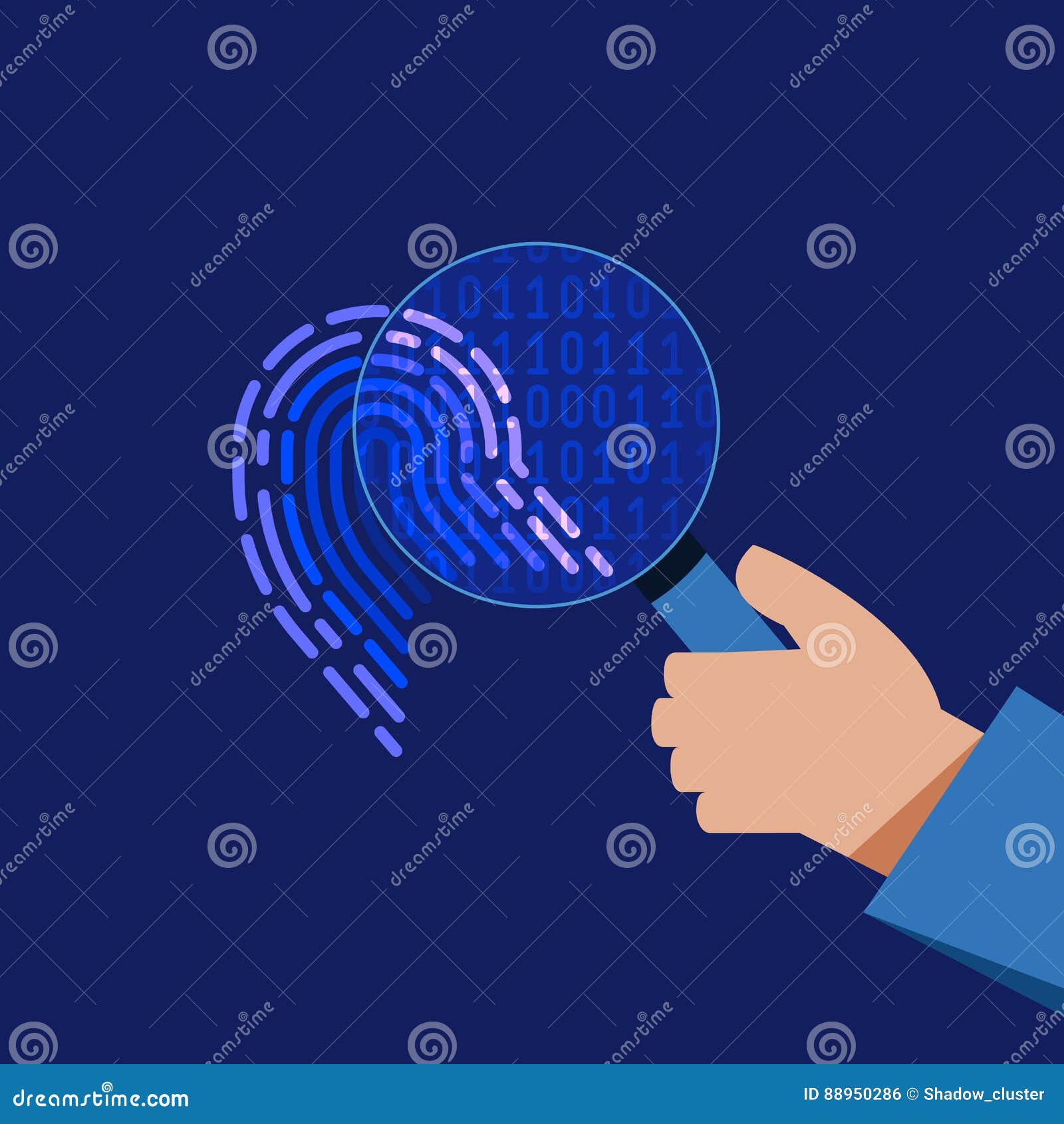 Cyber Security Digital Binary Fingerprint Flat Concept Stock Vector ...