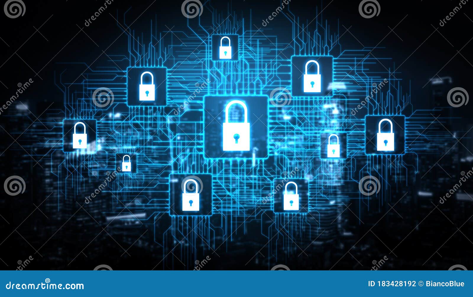 Cyber Security and Digital Data Protection Concept Stock Illustration ...