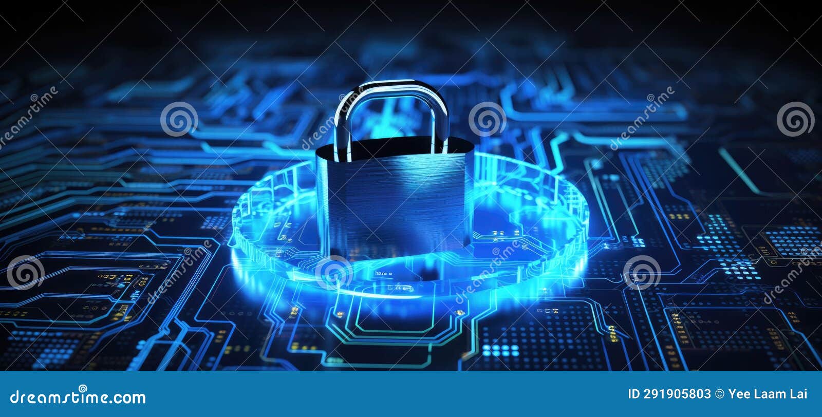 Cyber Security Digital Lock Technology Tech, Ai Stock Illustration ...