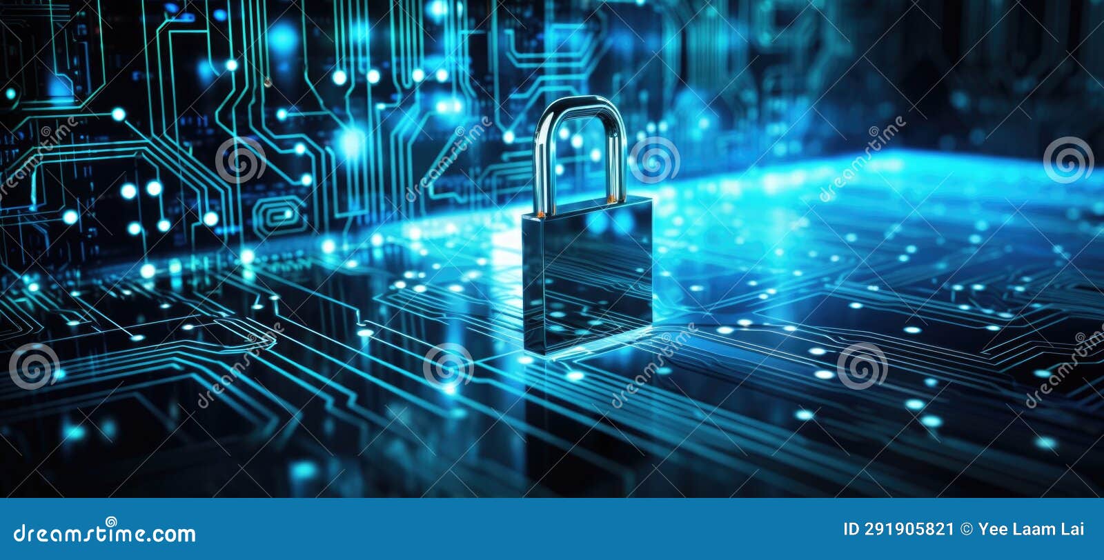 Cyber Security Digital Lock Technology Tech, Ai Stock Illustration ...