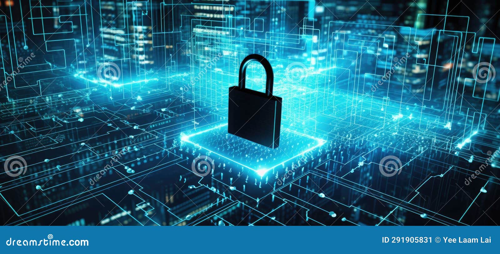 Cyber Security Digital Lock Technology Tech, Ai Stock Illustration ...