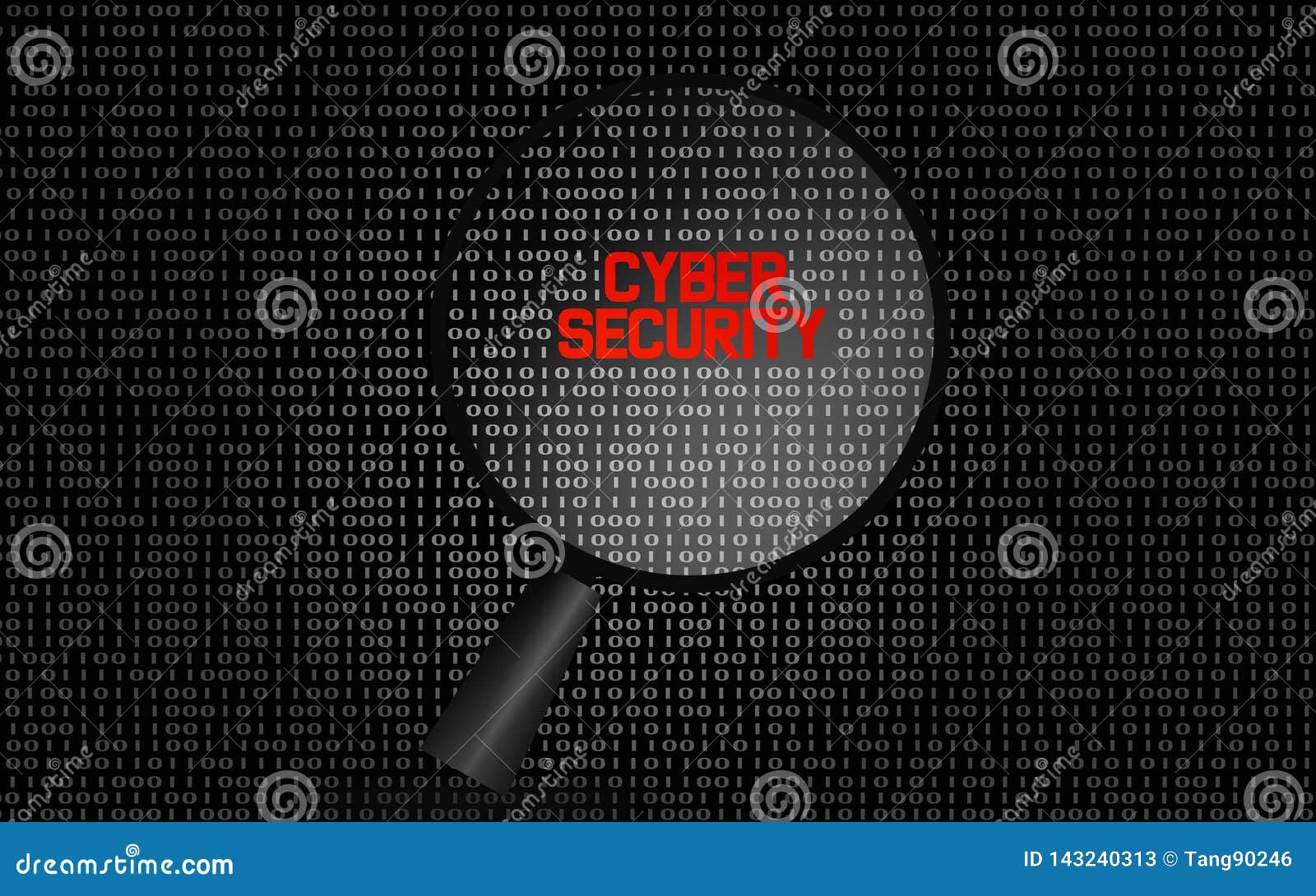 Cyber Security on Digital Screen with Magnifying Glass Stock ...