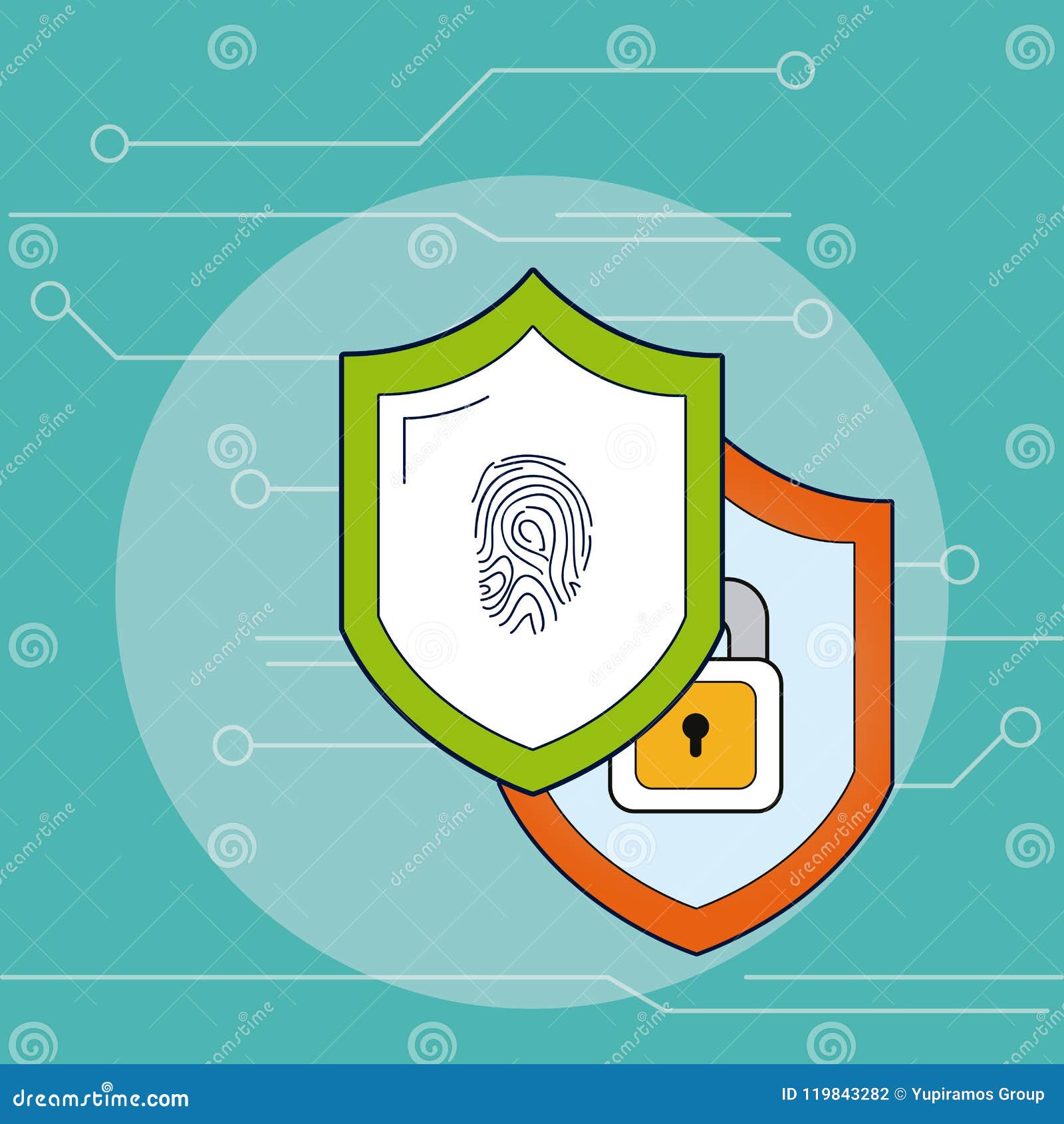 Cyber security emblem stock vector. Illustration of business - 119843282