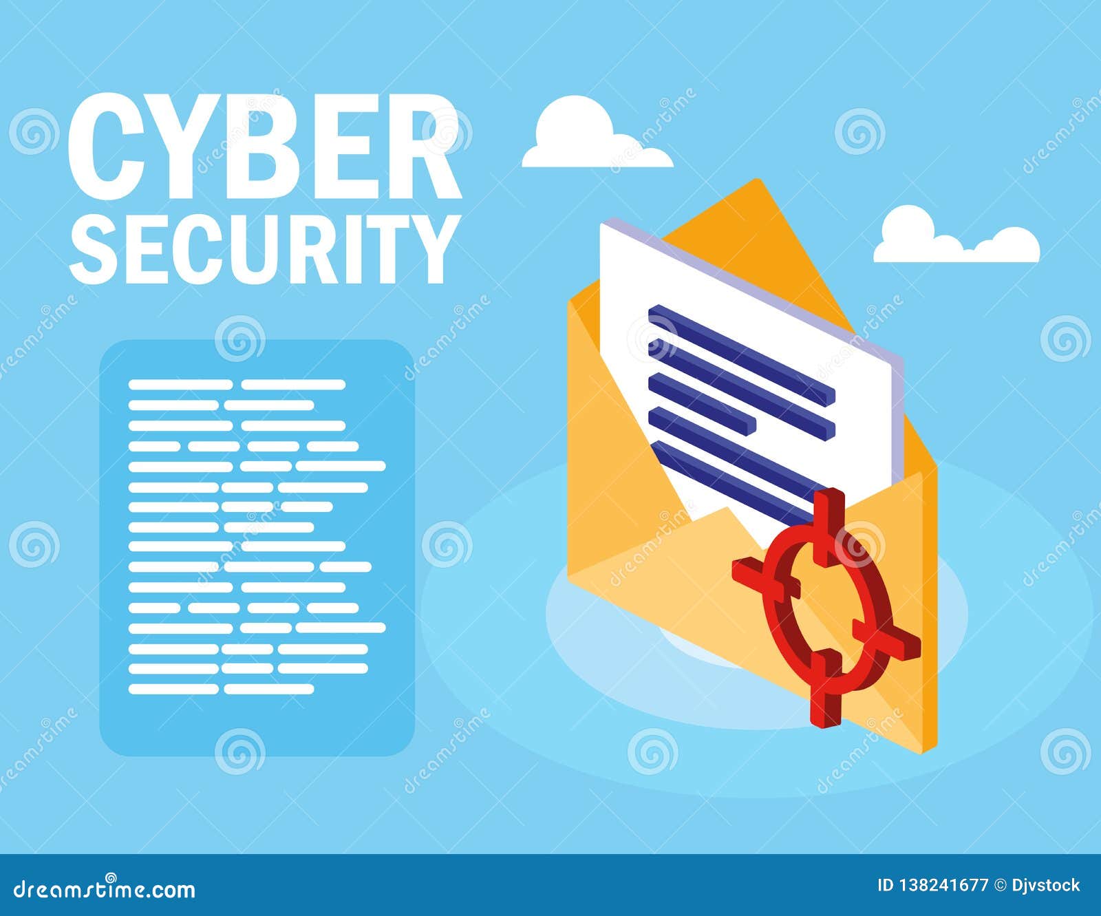 Cyber Security with Envelope and Document Stock Vector - Illustration ...