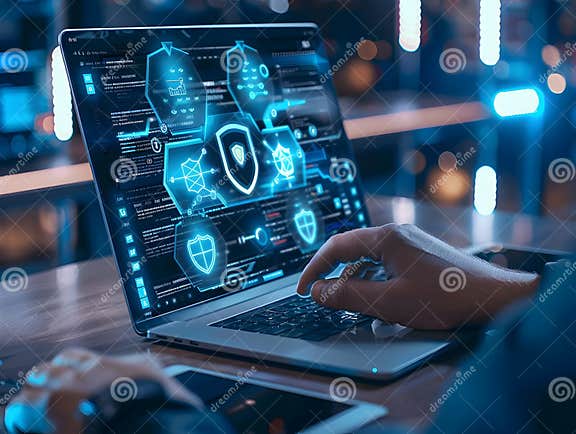 Cyber Security Expert Verifying Identity Using Two Factor Authentication on a Laptop Stock ...