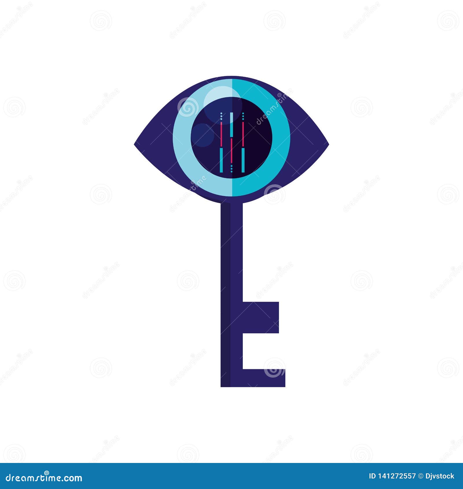 Cyber Security Eye with Key Shape Stock Vector - Illustration of ...