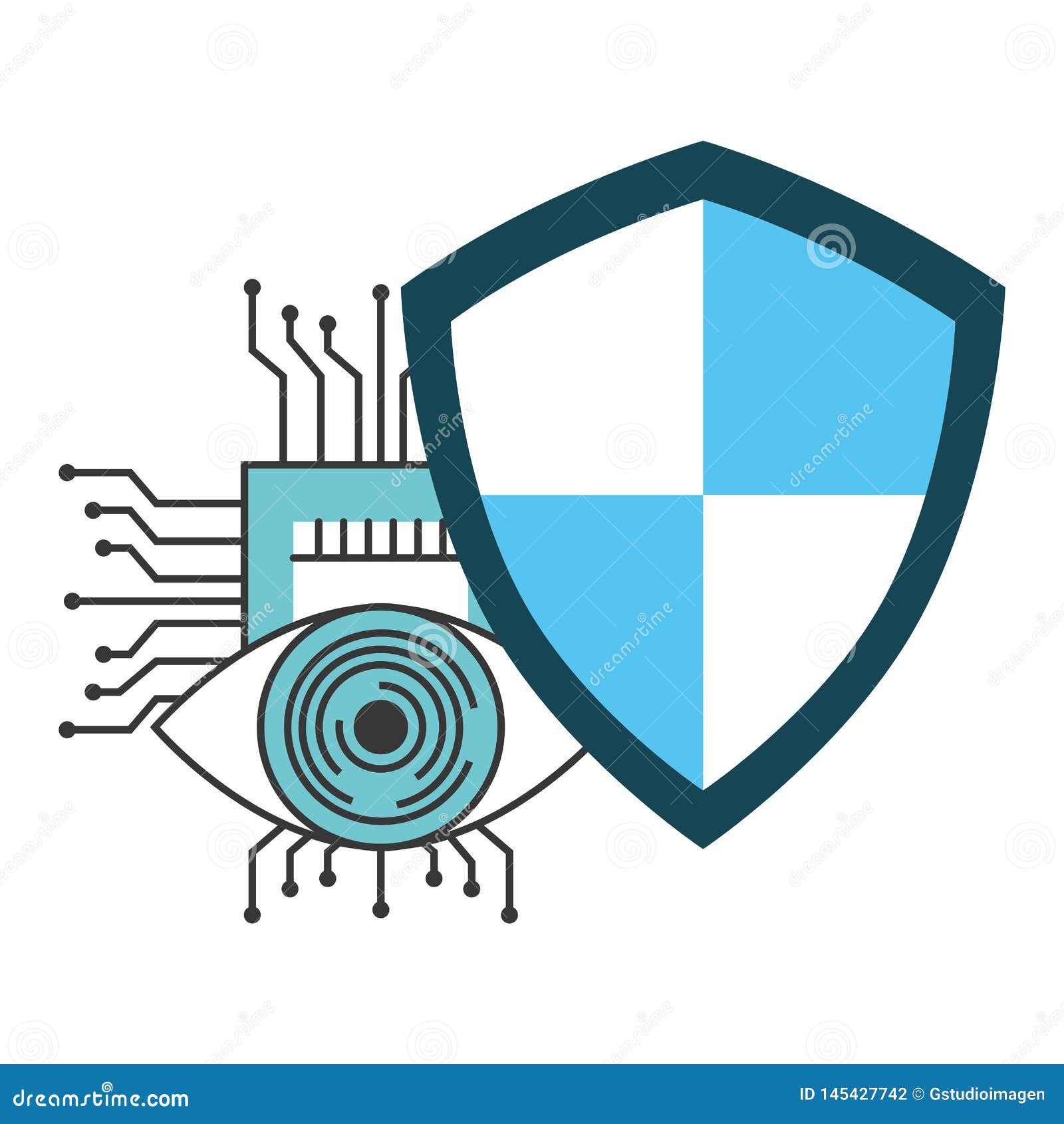 Cyber Security Eye with Shield Isolated Icon Stock Vector ...
