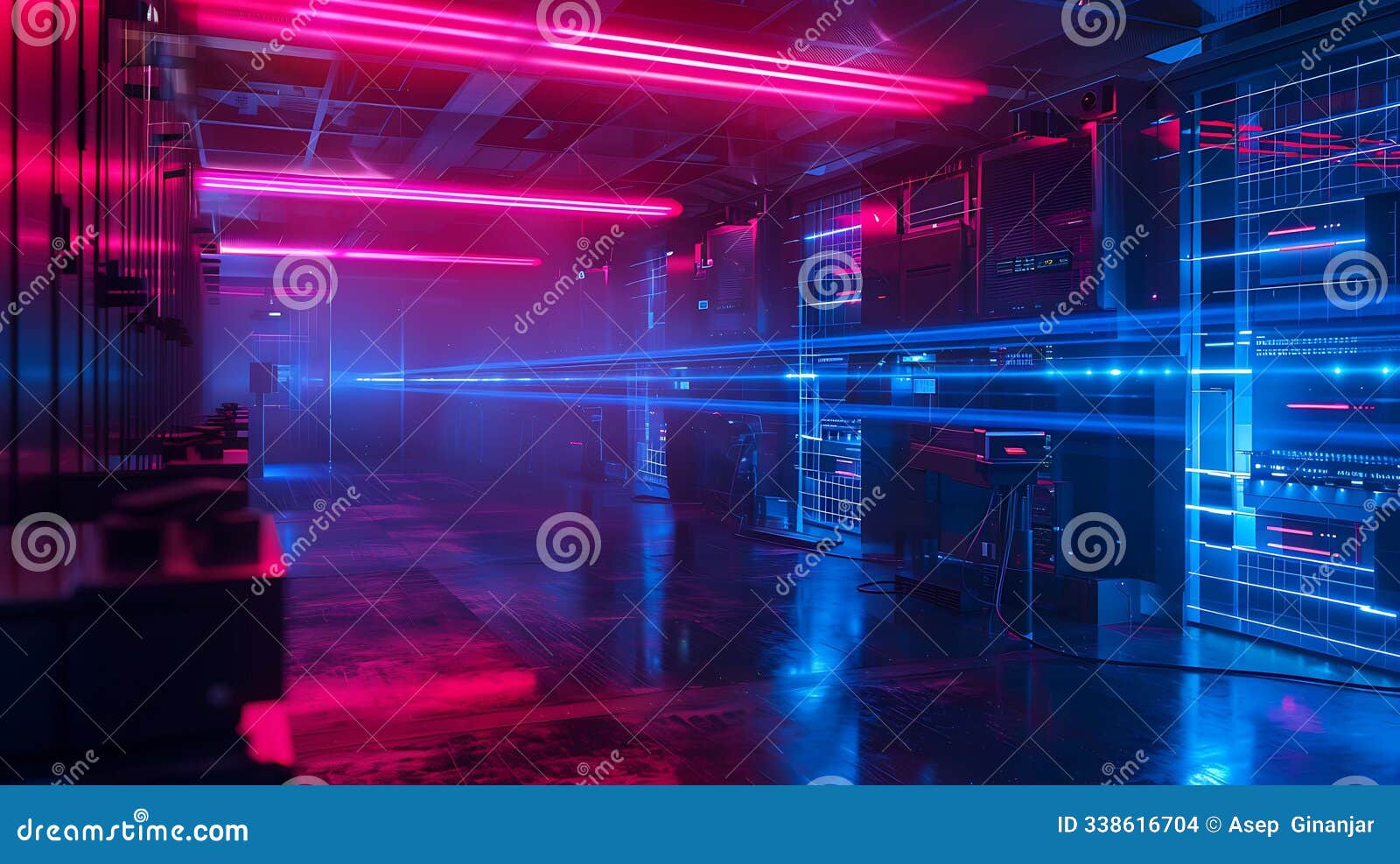 Cyber Security Facility with Laser Grids Stock Illustration ...