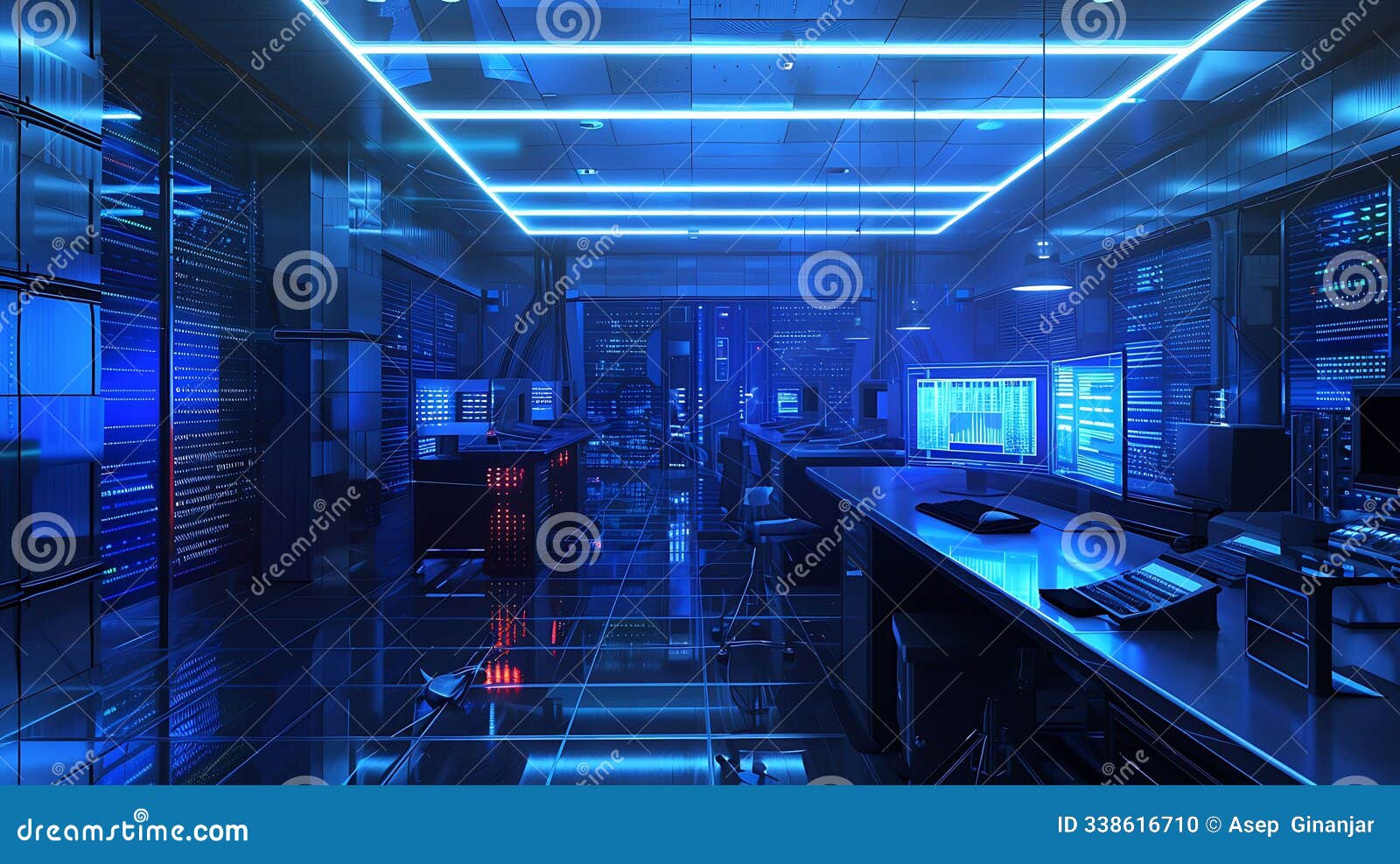 Cyber Security Facility with Laser Grids Stock Illustration ...
