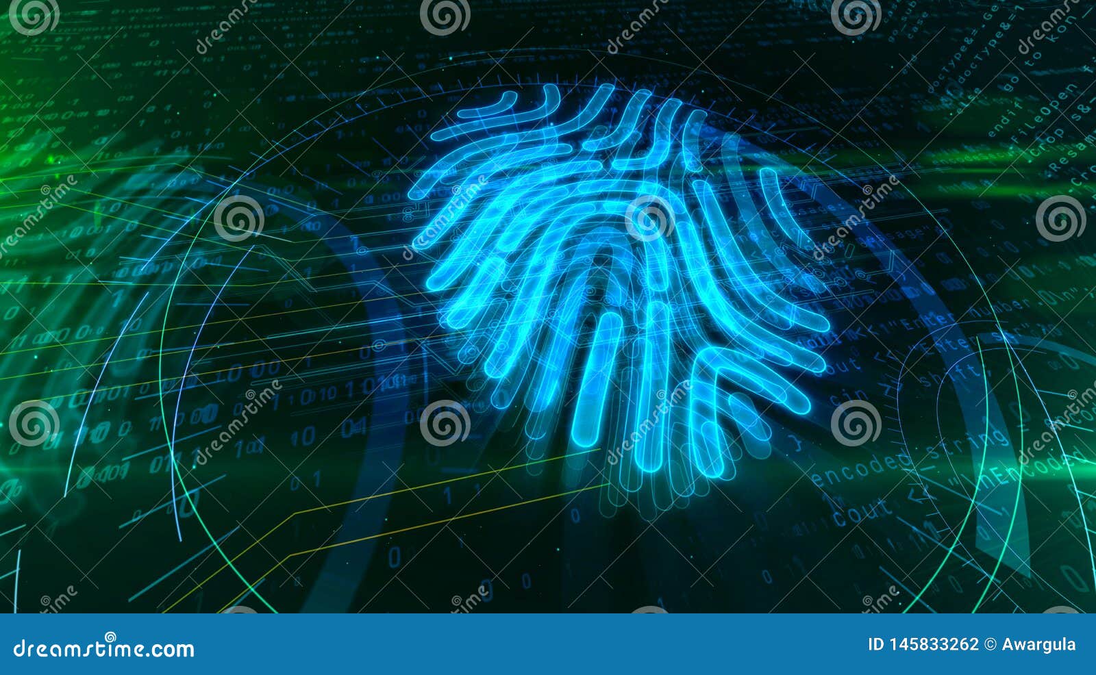 Cyber Security by Fingerprint Concept Stock Illustration - Illustration ...