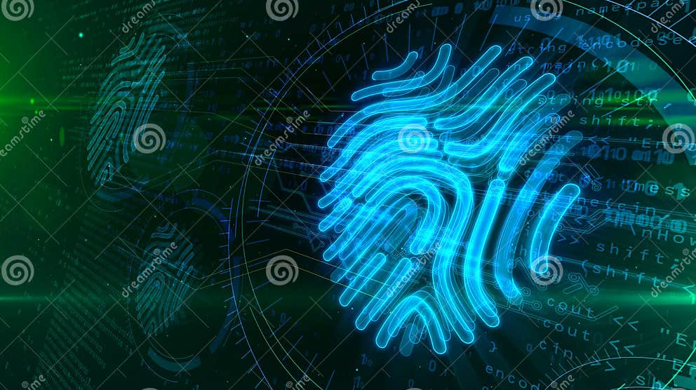 Cyber Security by Fingerprint Concept Stock Illustration - Illustration ...