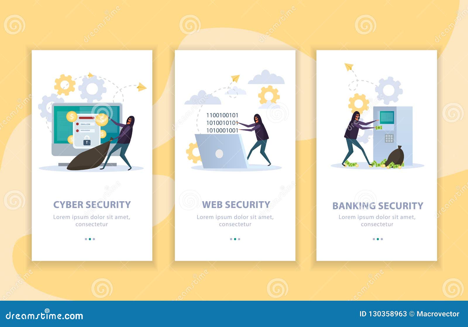 Cyber Security Flat Banners Stock Vector - Illustration of information ...