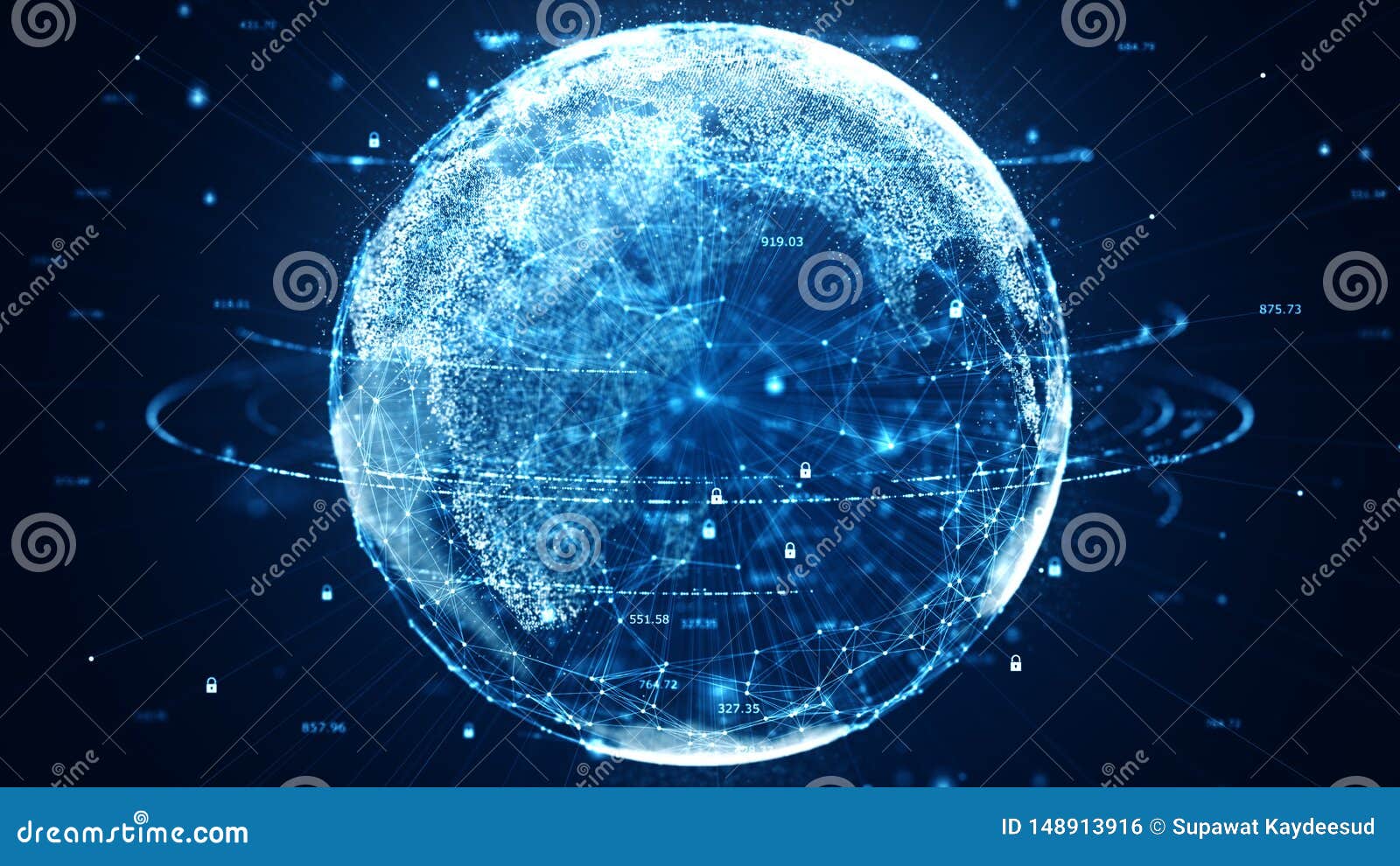 Cyber Security and Global Communication Concept Stock Illustration ...