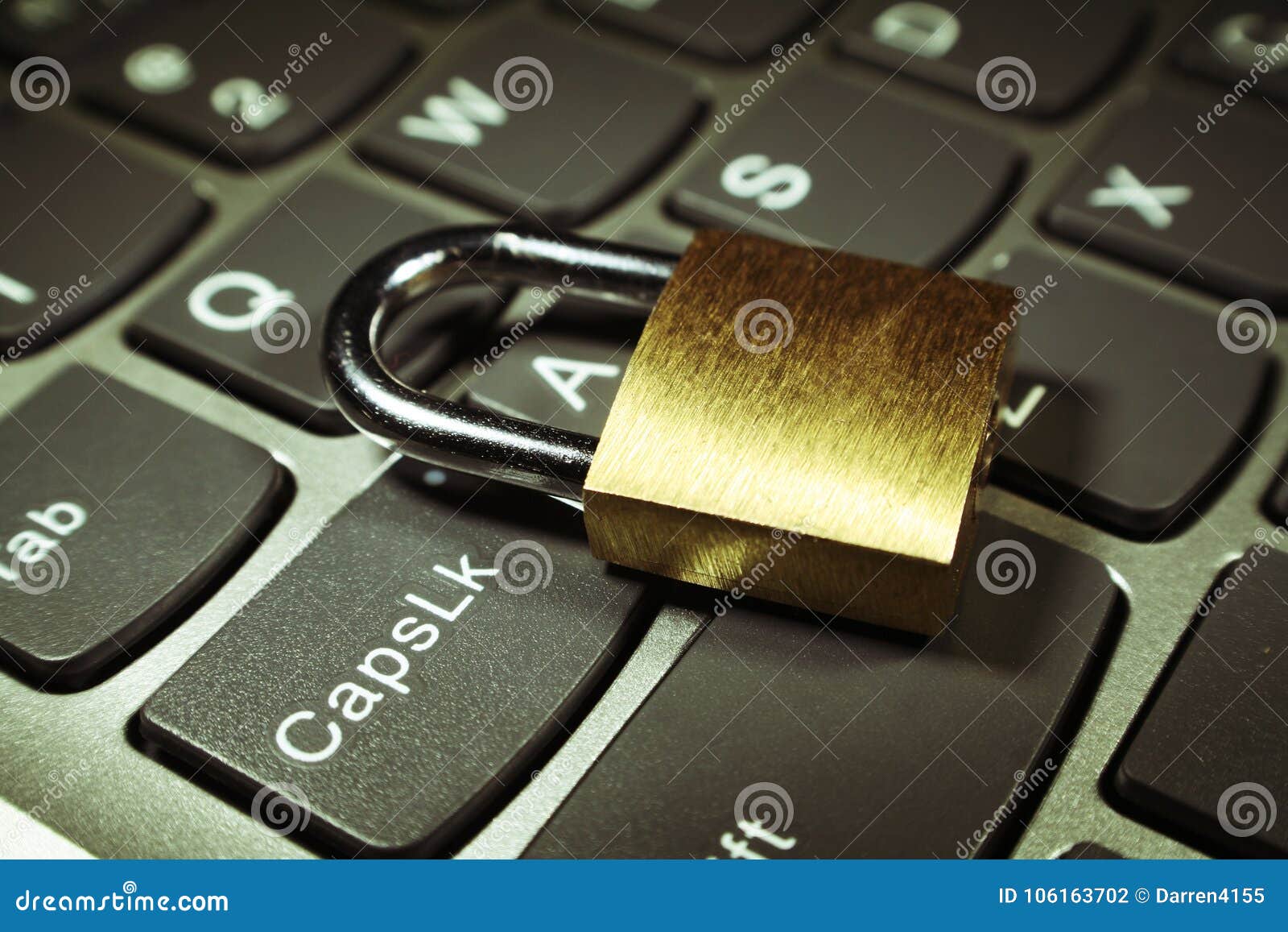 Cyber Security with Gold Lock on Computer Keyboard Stock Photo - Image ...