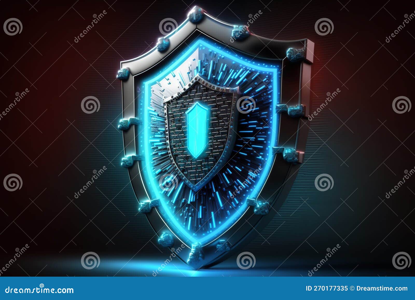 Cyber Security, Guard Data Protection Shield Neon Blue Color ...