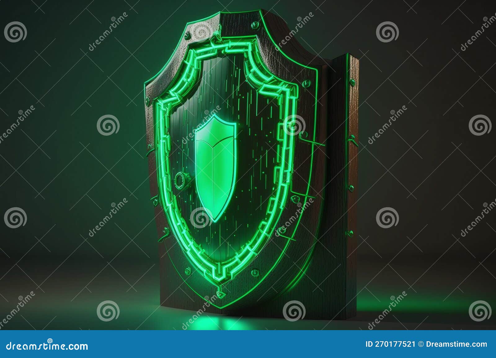 Cyber Security, Guard Data Protection Shield Neon Green Color ...