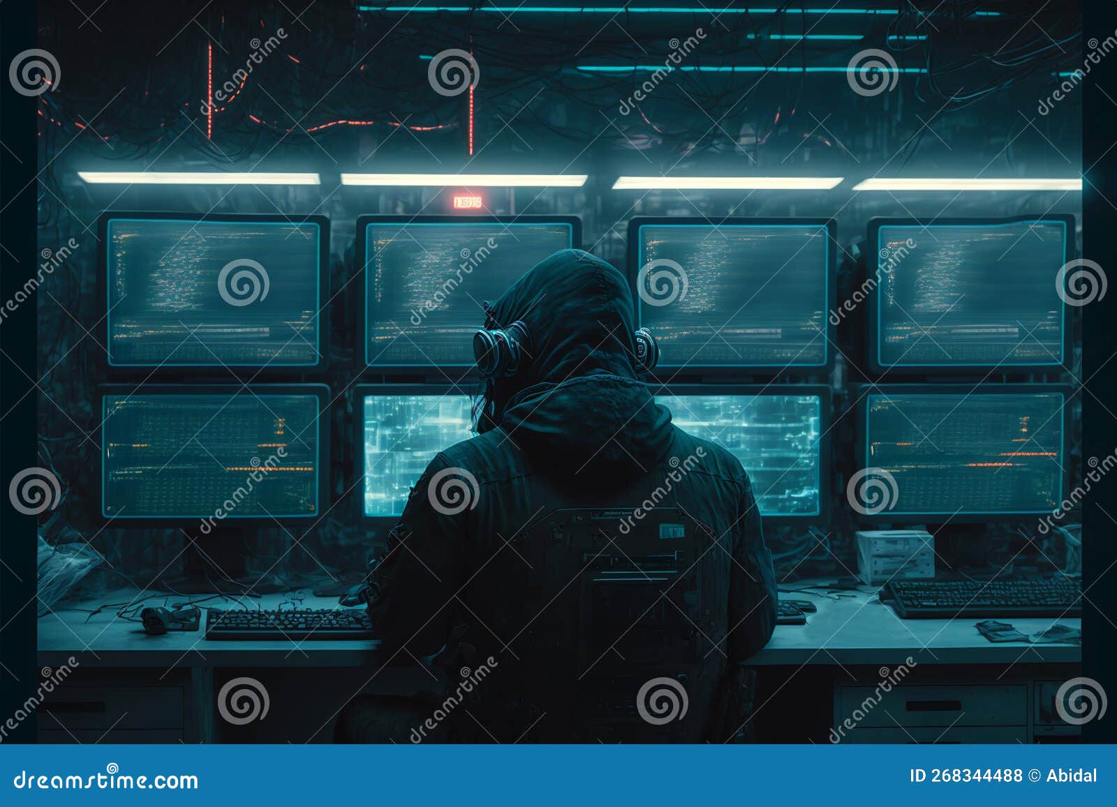 Cyber-security Hacker with a Hoodie Hiding Face Stock Illustration ...