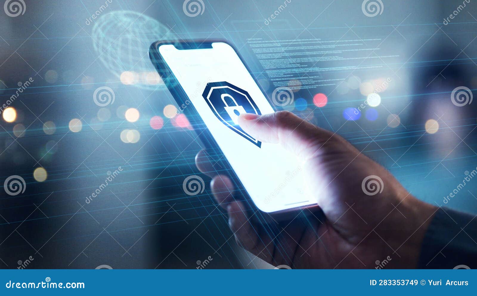 Cyber Security, Hand and Phone with Safety Lock System for Network ...