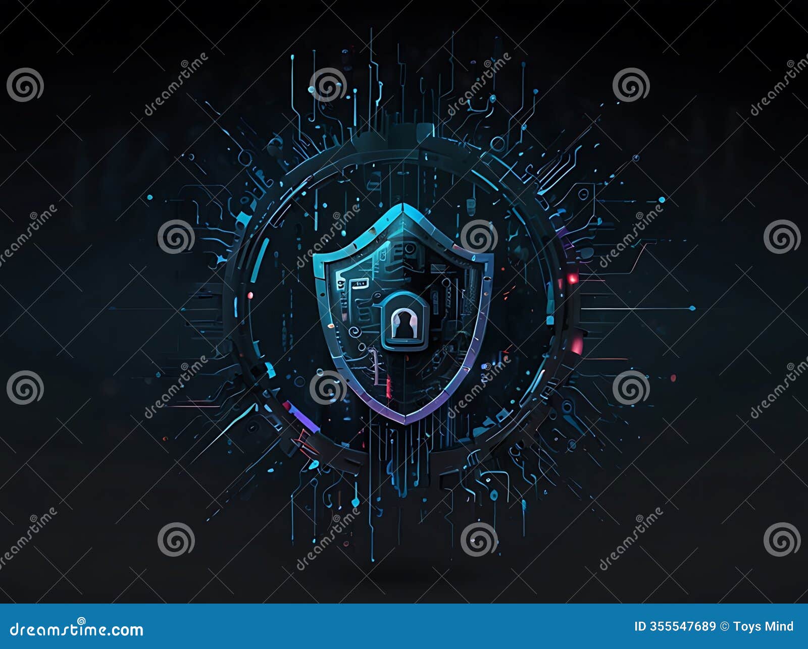 Cybersecurity Shield: Protecting the Digital World Stock Illustration ...