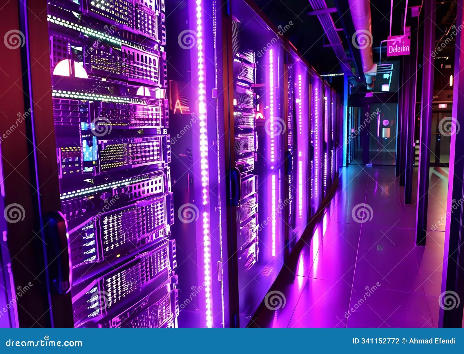 Cyber Security in a High-Tech Data Center with Illuminated Server Racks ...