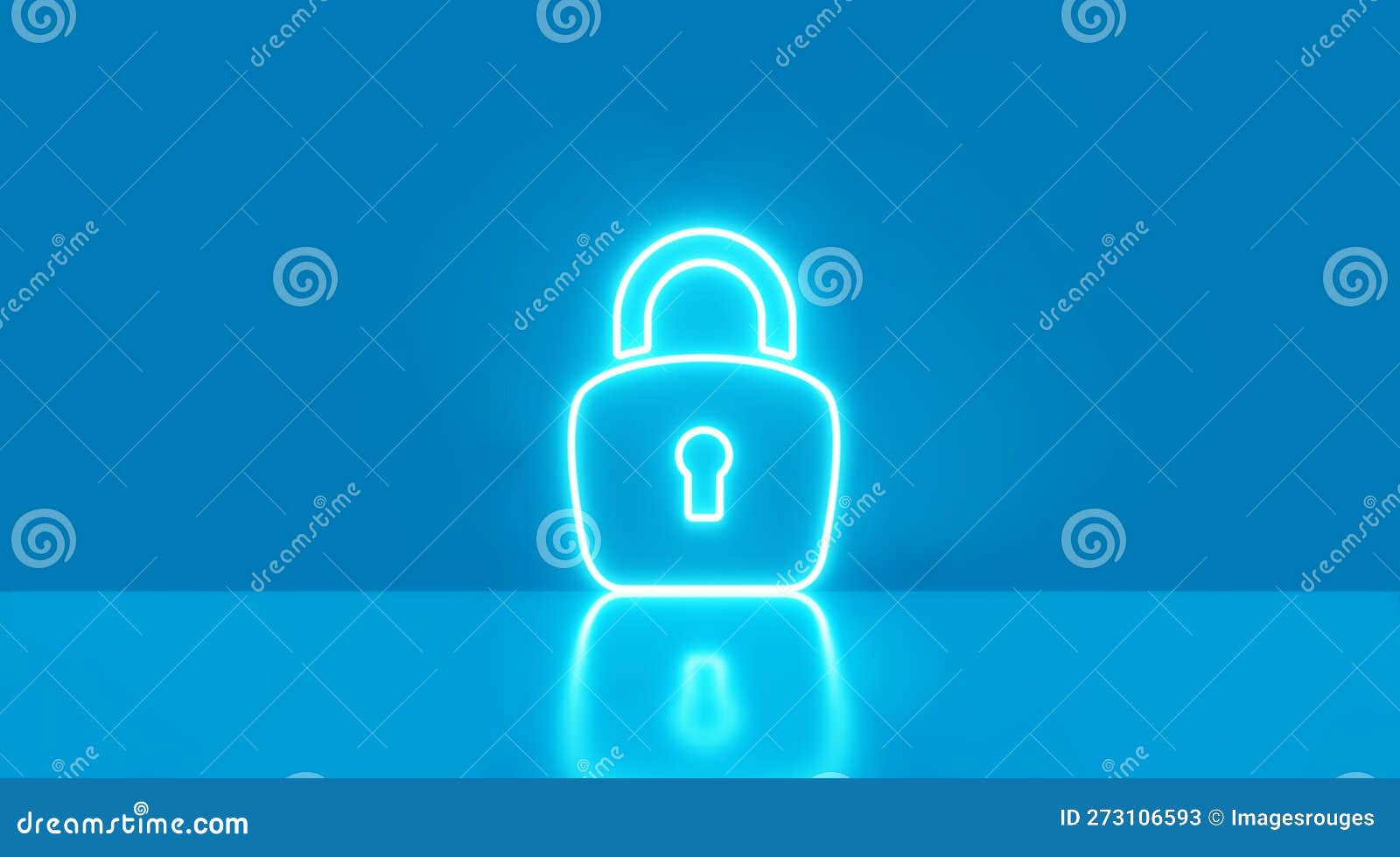 Cyber Security Holographic Neon Icon Blue with Reflection Background ...