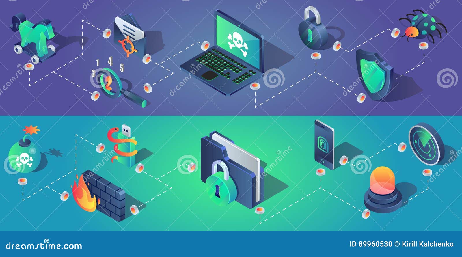 Cyber Security Horizontal Banners with Isometric Icons Stock Vector ... Cyber Security Horizontal Banners with Isometric Icons Stock Vector ...