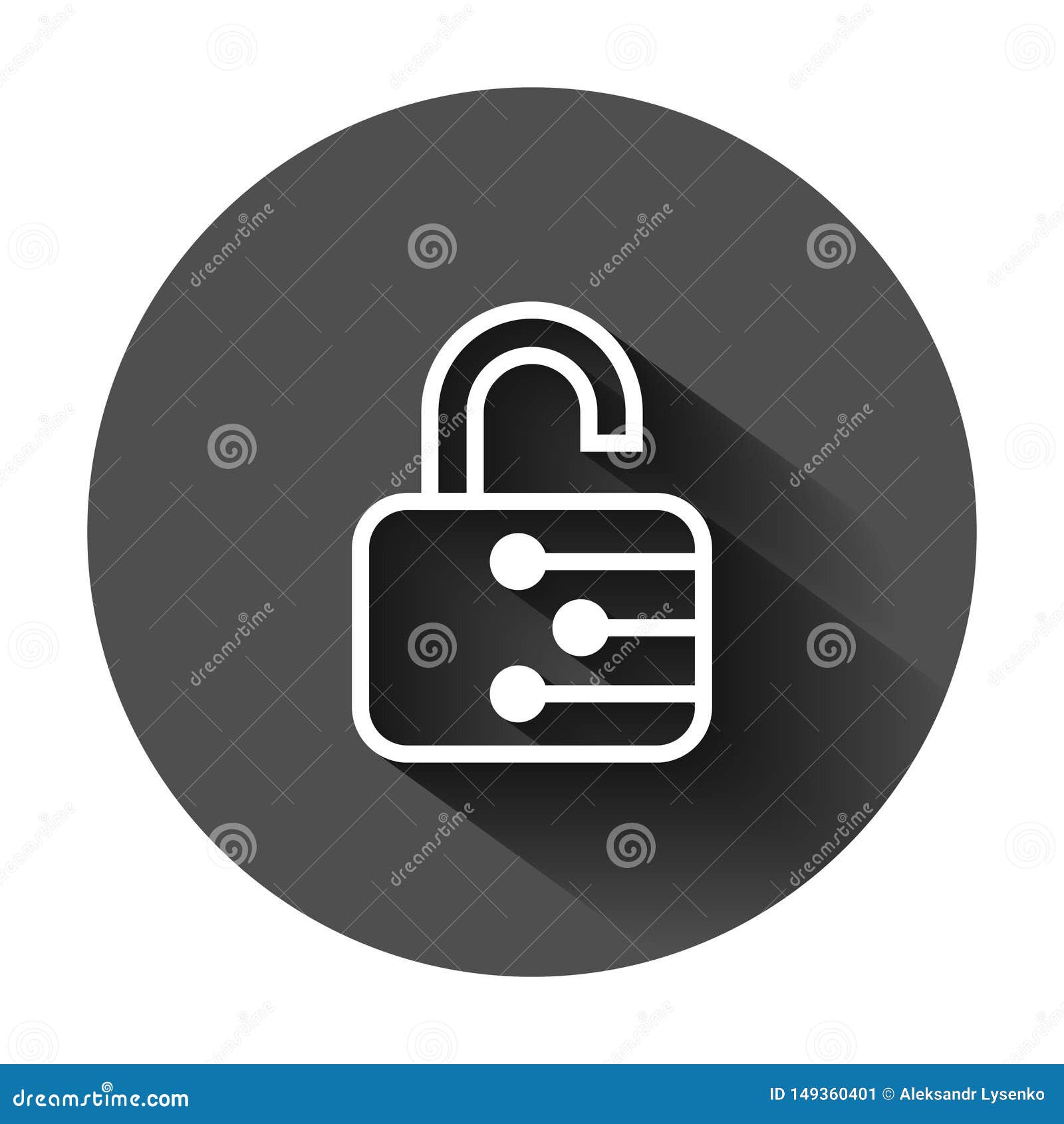 Cyber Security Icon in Flat Style. Padlock Locked Vector Illustration ...