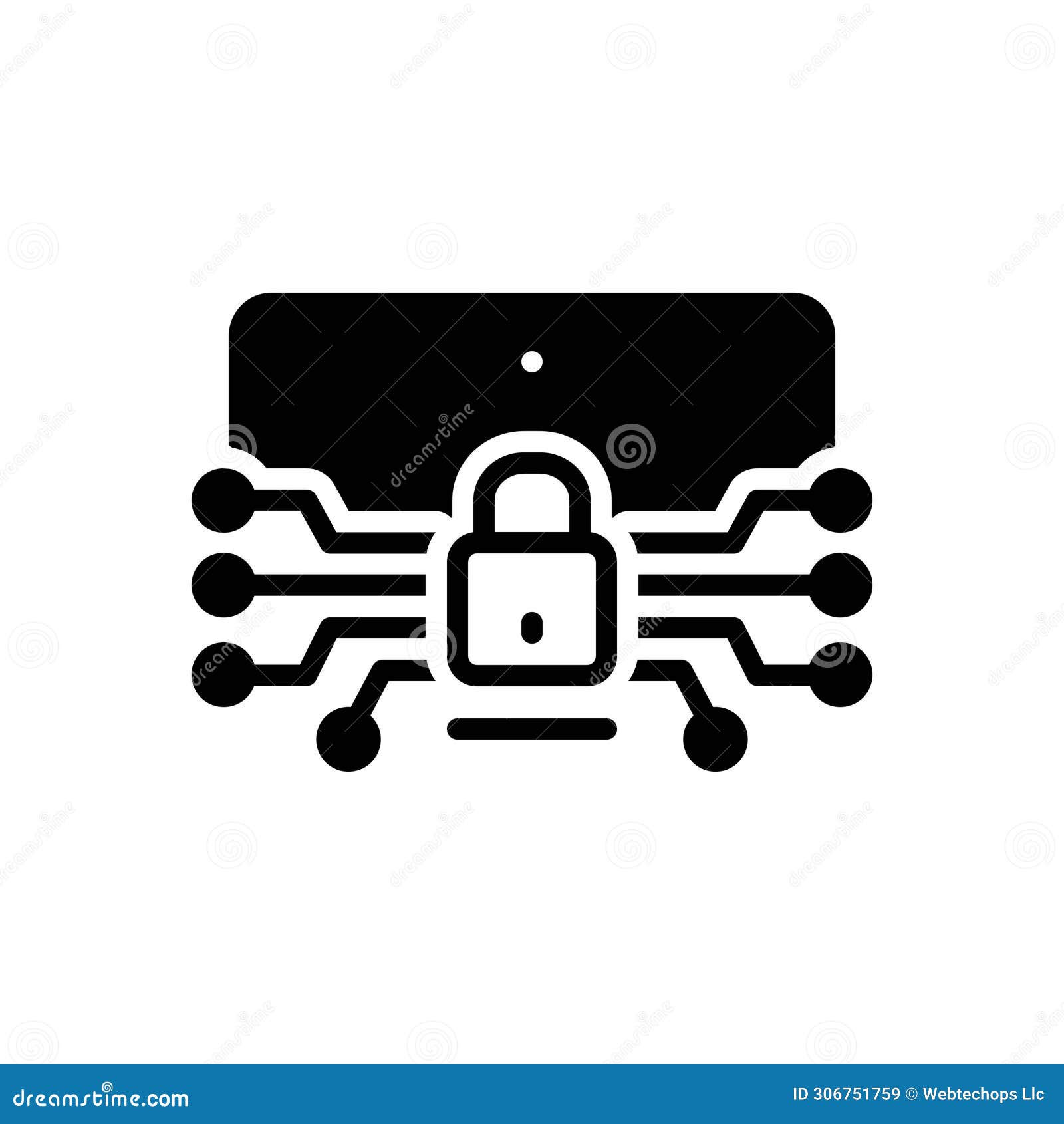 Black Solid Icon for Cyber Security, Cyber Lock and Secured Stock ...