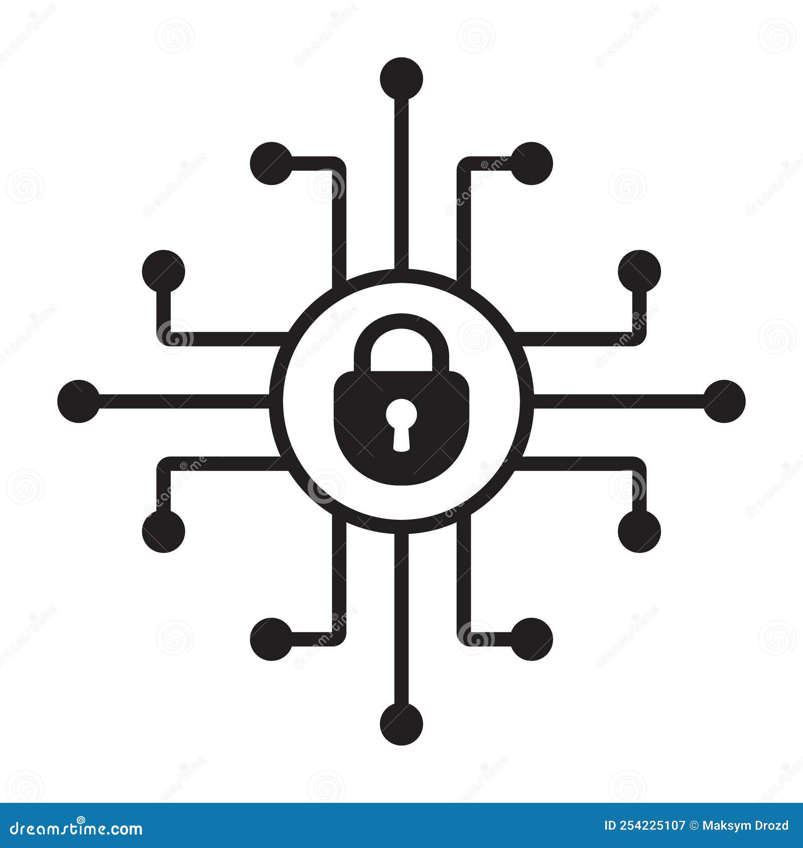 Cyber Security Icon with a Lock in the Center, Web Connection Lock ...