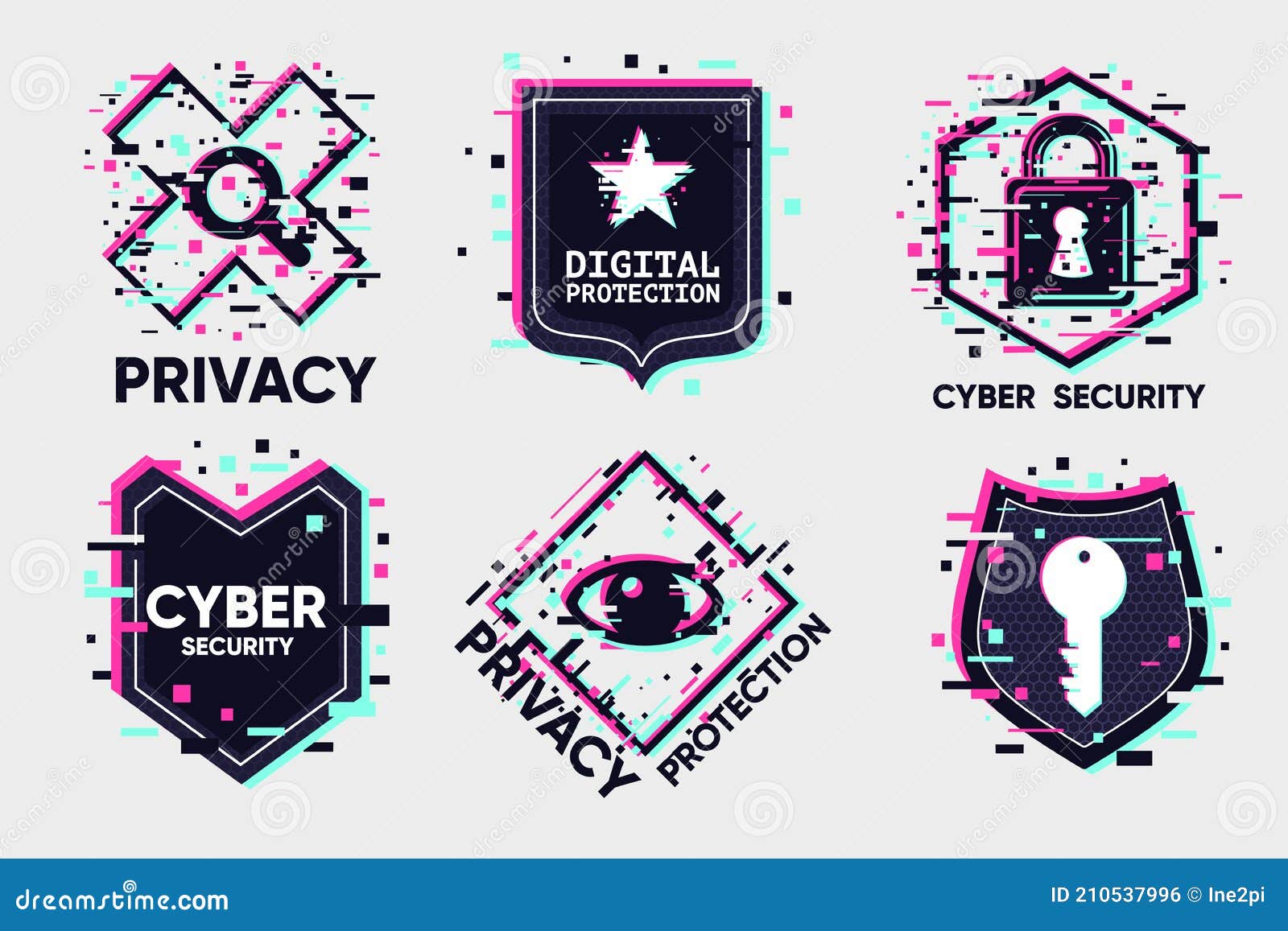 Cyber Security Icon Set. Digital Protection Emblem Set. Data Safety ...