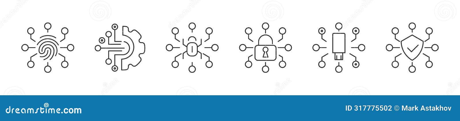 Cyber Security Icon Set. Secured Network Icons. Technology Concept ...
