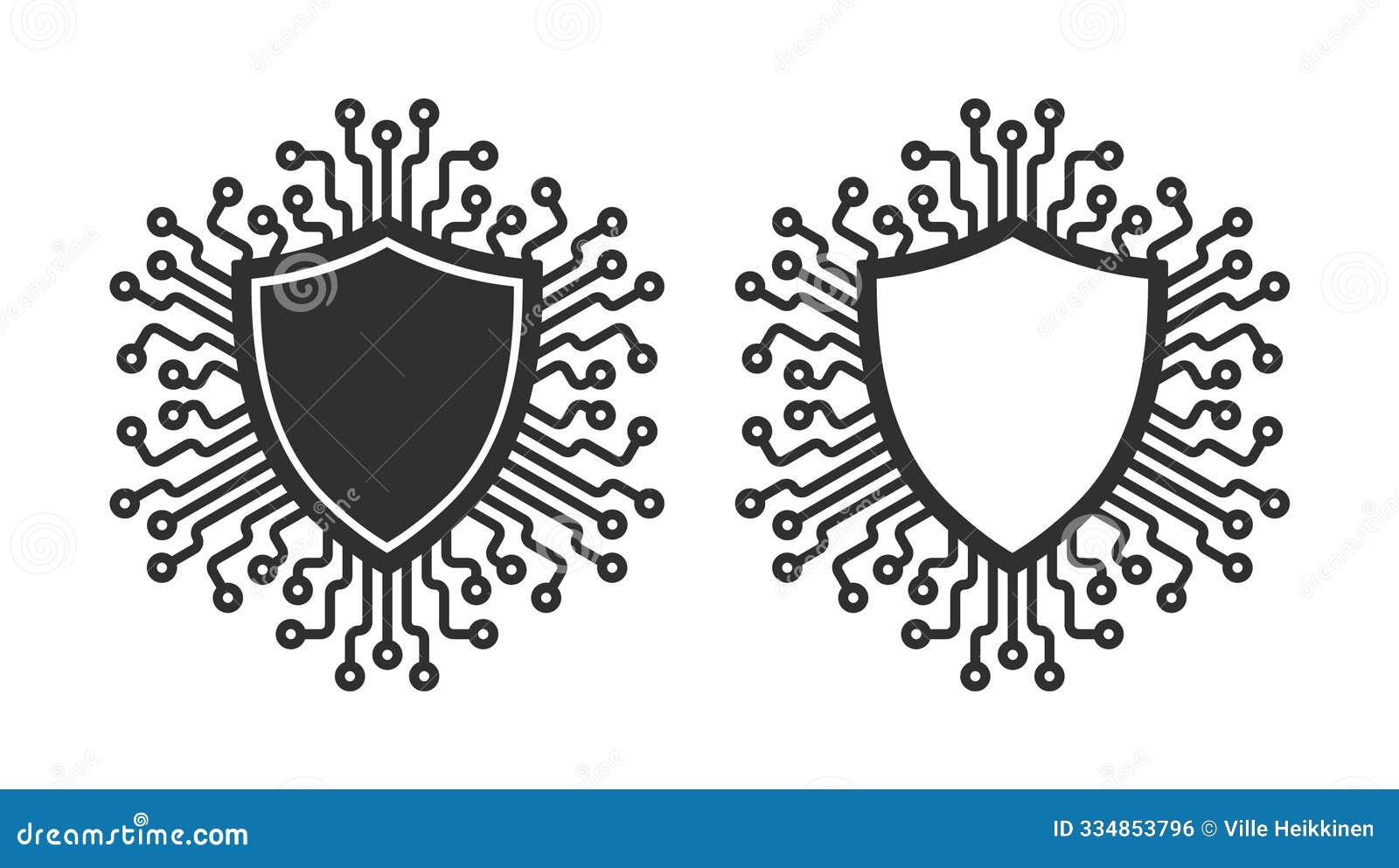 Cyber Security Icon. Shield Security Lock. Machine Learning Micropchip ...