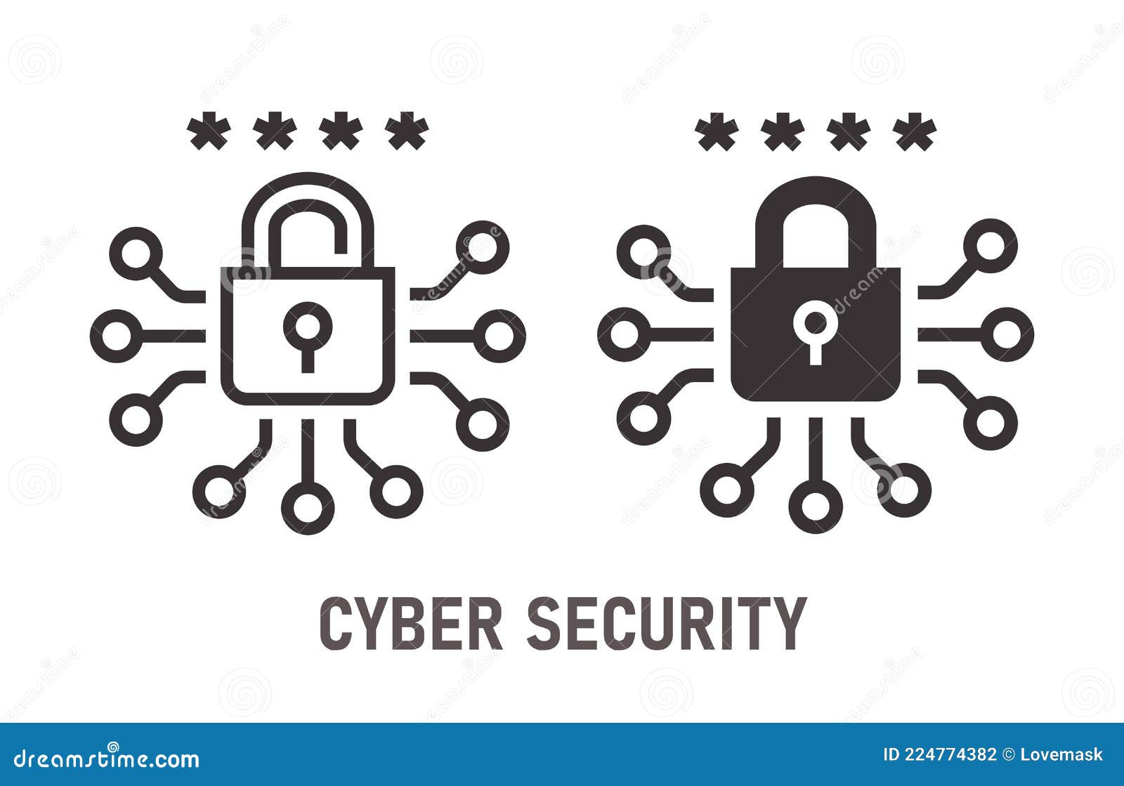 Cyber Security Icon on White Background. Vector Illustration. Stock ...