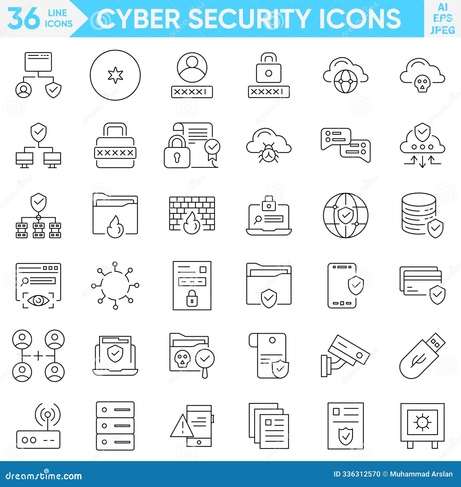 Cyber Security Icons for Security Development Line Icons Stock ...