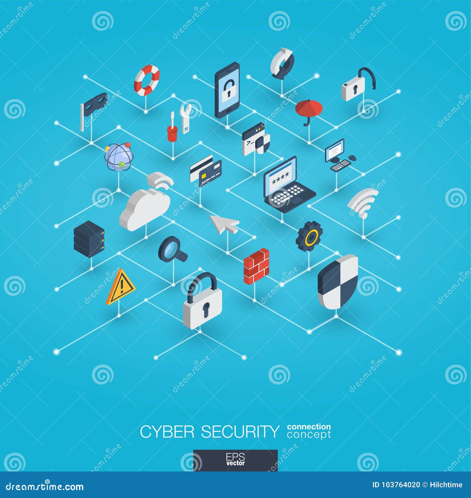 Cyber Security Integrated 3d Web Icons. Digital Network Isometric ...