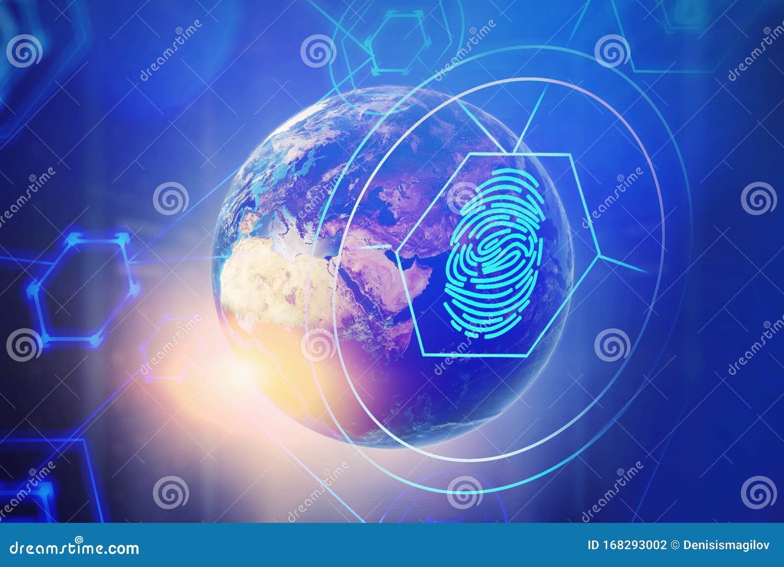 Cyber Security Interface and Earth Stock Illustration - Illustration of ...