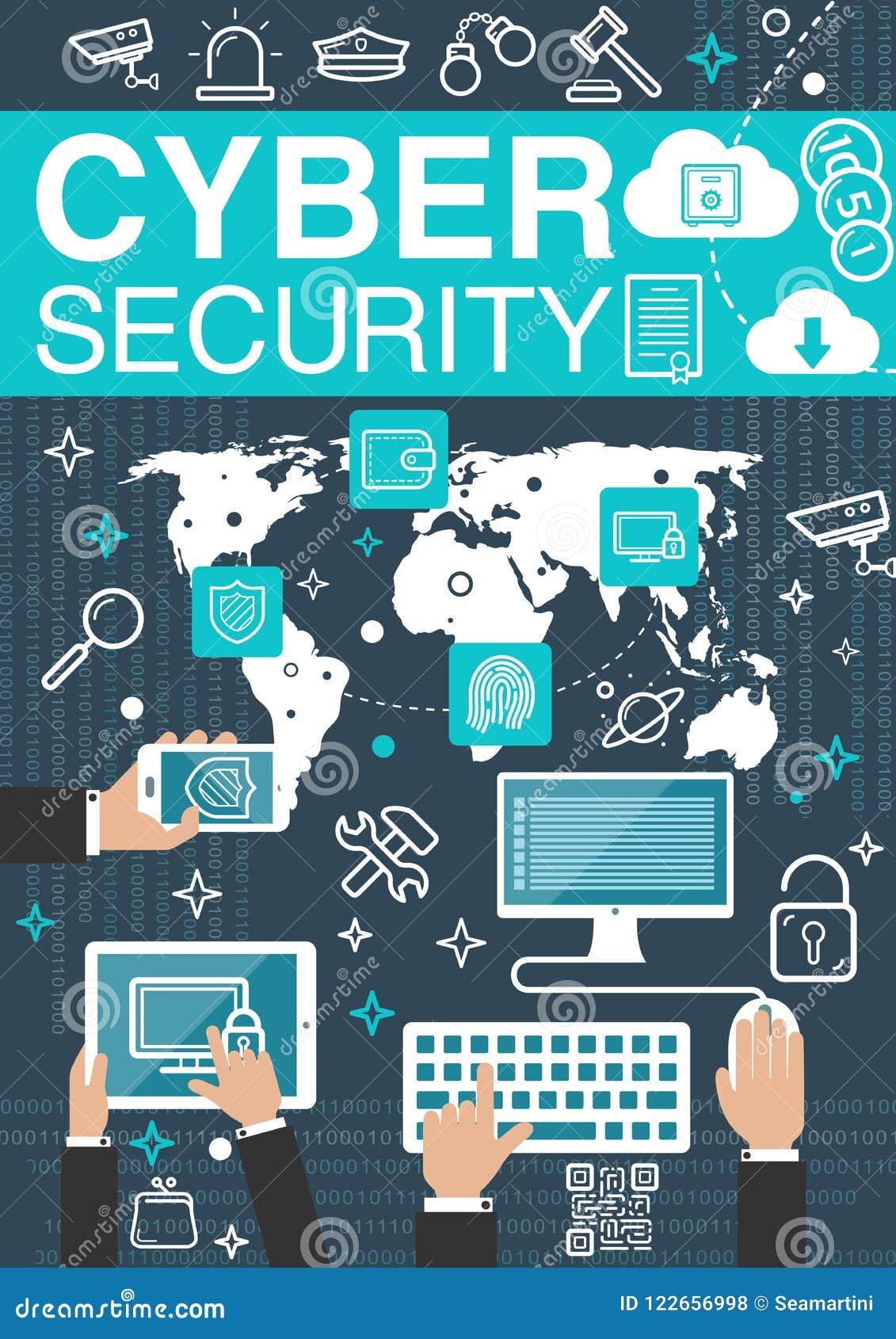 Cyber Security Internet Vector Poster Stock Vector - Illustration of ...