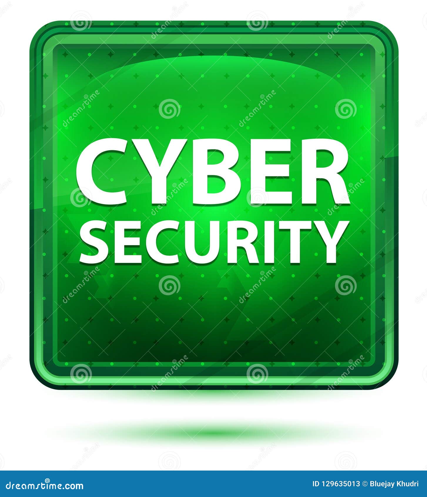 Cyber Security Neon Light Green Square Button Stock Illustration ...