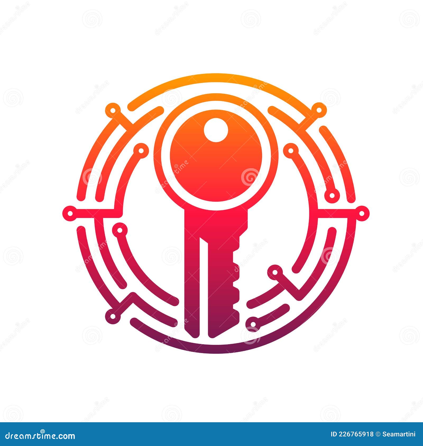 Cyber Security Key Icon of Network Data Secure Stock Vector ...